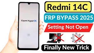 Redmi 14c Frp Bypass Android 14 Settings Not Open Without Pc 2025 Xiaomi Hyperos Google Account