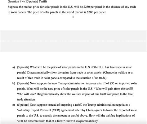 solved question 4 15 points tariffs suppose the market