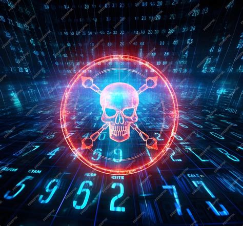 Premium Ai Image Screen With Numbers And A Skull Due To A Computer Virus Cyber Security