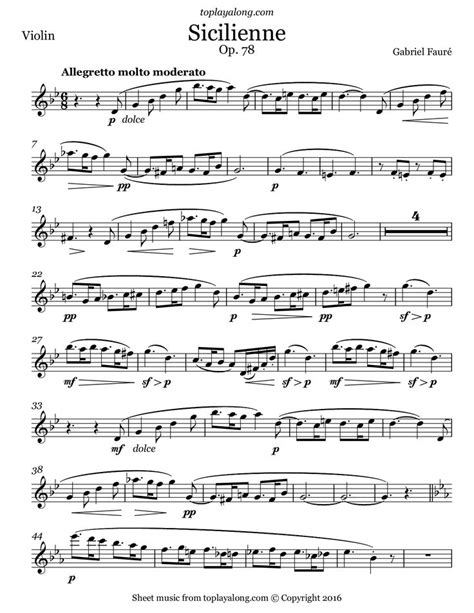 Fauré Sicilienne Op 78 Flute Sheet Music Sheet Music Violin