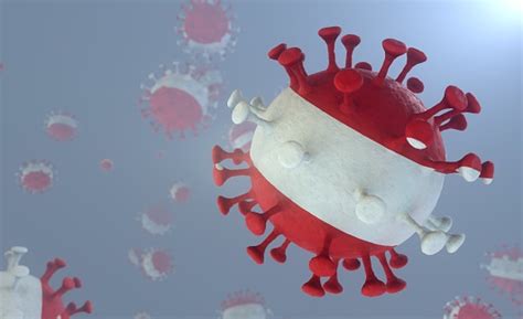 오스트리아 국기 인쇄 델타 람다 플러스 변형 3d 렌더와 오스트리아 국기 코로나 바이러스의 패턴과 코비드19 바이러스 3차원