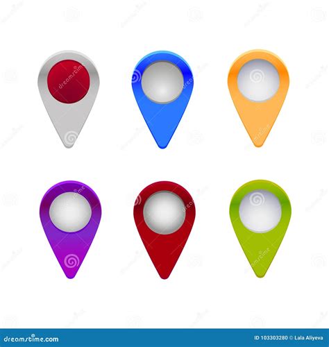 Set Of Colorful Circle Pointers GPS Navigation Location Sign Vector