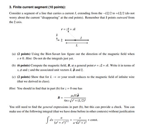 Solved Finite Current Segment Points Consider A Chegg