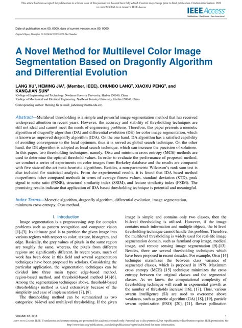 pdf a novel method for multilevel color image segmentation based on