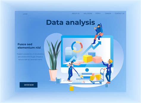 Landing Page For Statistic Data Analysis Apps Stock Vector
