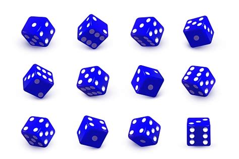 도박 세트에 대한 파란색 주사위 큐브 카지노 크랩과 게임 벡터 일러스트를 재생합니다 포커 큐브 롤링 및 던지기 흰색 배경에 격리 된 점으로 난수 주사위에 대한 스톡 벡터