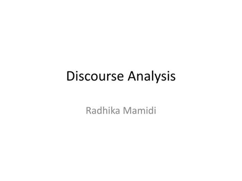 PPT Discourse Analysis PowerPoint Presentation Free Download ID 1611667