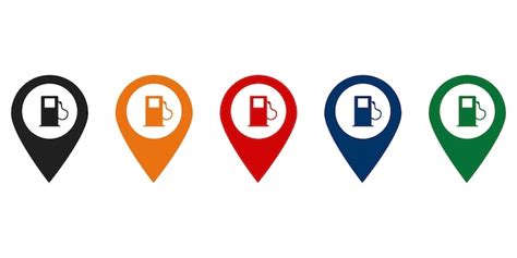 Premium Vector Map Pointer Of Different Colors With Gas Station Icons Vector Illustration Eps