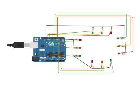 Circuit Design Traffic Light Led Tinkercad