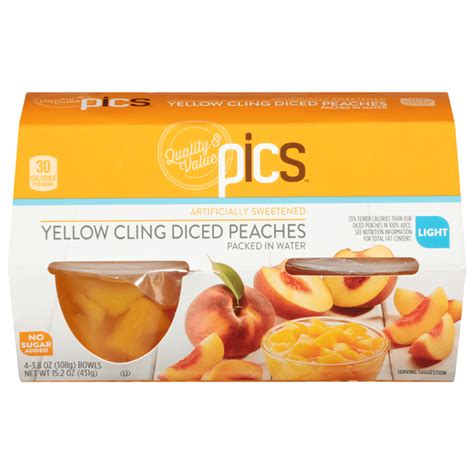 Pics Diced Peaches Yellow Cling Packed In Water 38 Oz Delivery Or