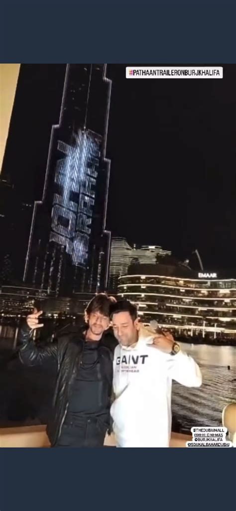 Srk With Pathaan Director Siddharth Anand At Burj Khalifa For The