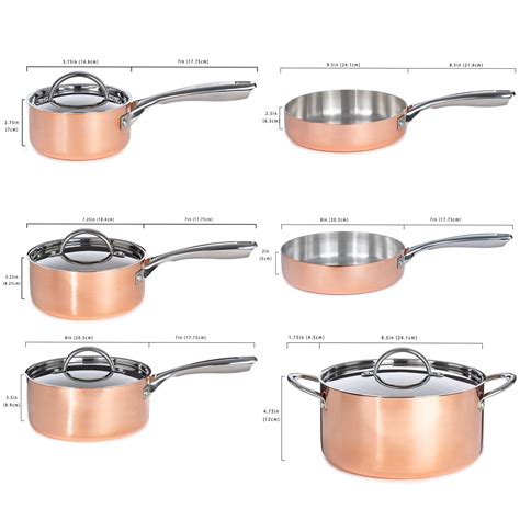 Berghoff Vintage 10pc Tri Ply Copper Cookware Set With Lids Polished