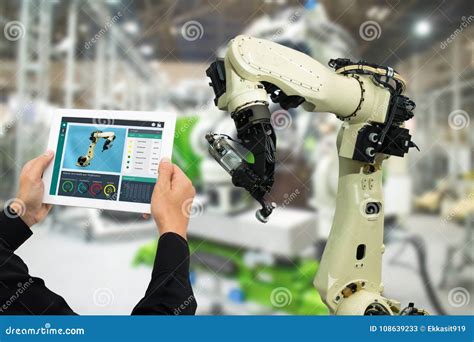 Iot Industry 40 Conceptindustrial Engineer Using Software Augmented Virtual Reality In Tablet
