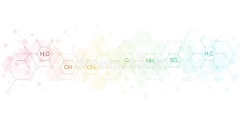 Abstract Chemistry Pattern On Clean White Background With Chemical Formulas And Molecular