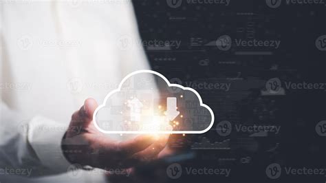 Cloud Computing Concept Icon In Male Hand Digital Network Data Connection Technology Modern