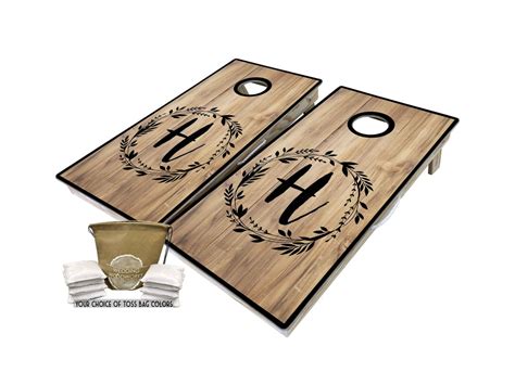 Rustic Monogram Wreath Cornhole Boards Monogram Cornhole Outdoor