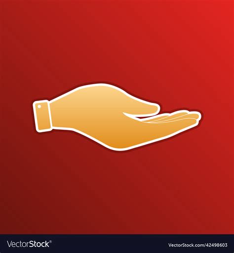 Hand Sign Golden Gradient Icon With Contours Vector Image