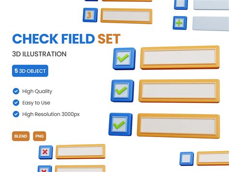 Check Field 3d Illustration Pack 5 User Interface 3d Illustrations