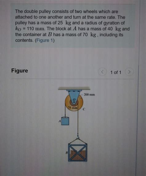 Solved The Double Pulley Consists Of Two Wheels Which Are