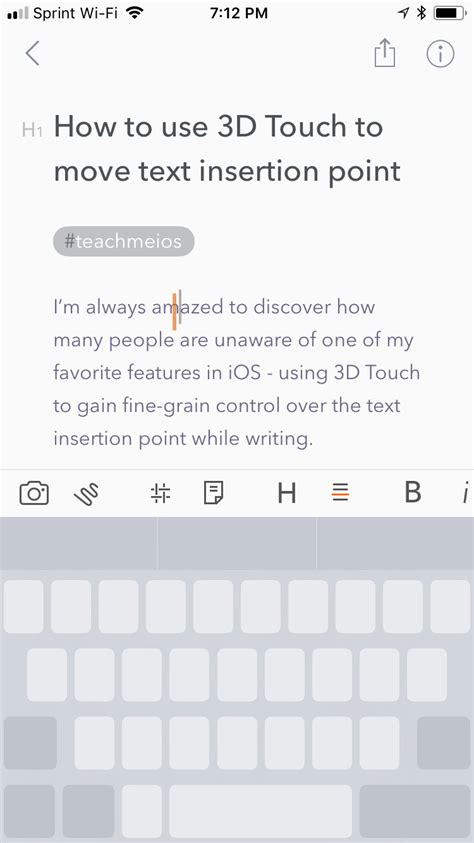 how to use 3d touch to move text insertion point