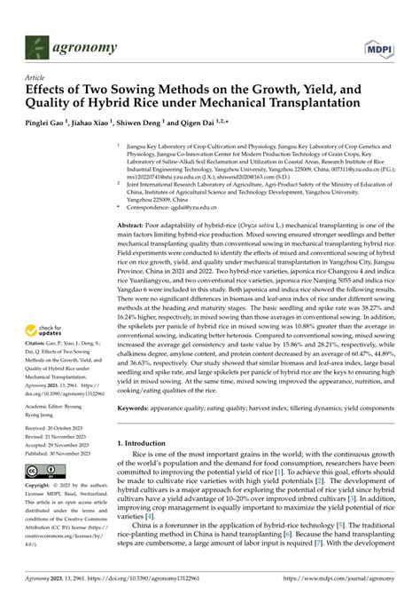 Pdf Effects Of Two Sowing Methods On The Growth Yield And Quality