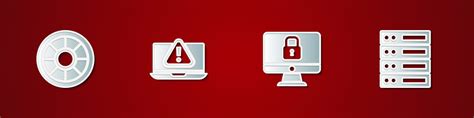 Set Safe Laptop With Exclamation Mark Lock Computer Monitor And Server Data Web Hosting Icon