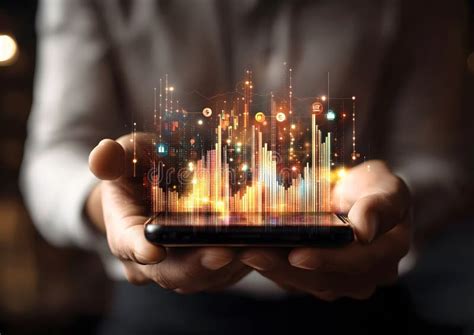 Futuristic Financial Data Visualization Smartphone Digital Business Analytics Stock Market