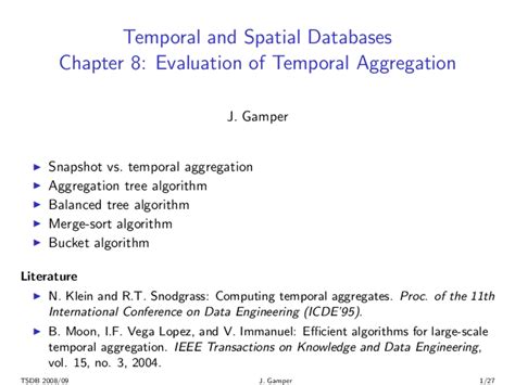 Evaluation Of Temporal Aggregation Temporal And Spatial Databases