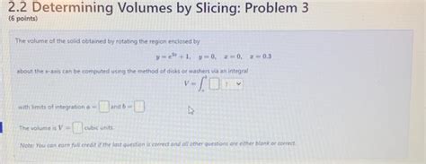 solved 2 2 determining volumes by slicing problem 3 6