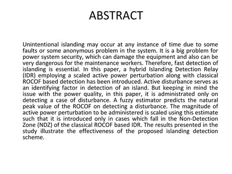Final Pm Revised Presentation Of Islanding Detection Of Grid Connected