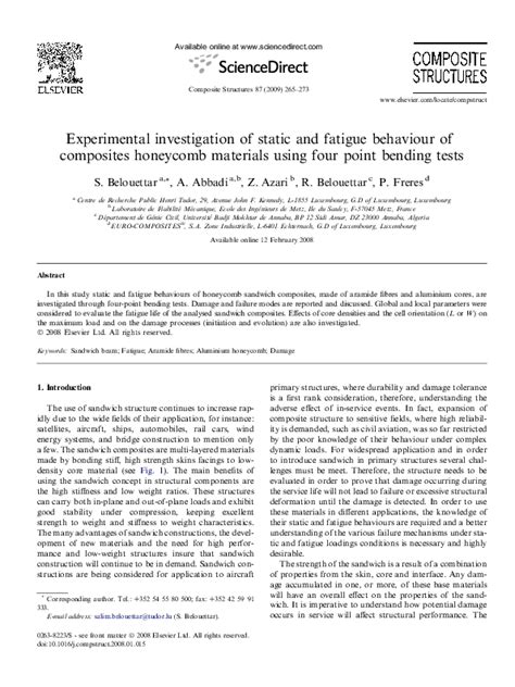 Pdf Experimental Investigation Of Static And Fatigue Behaviour Of Composites Honeycomb