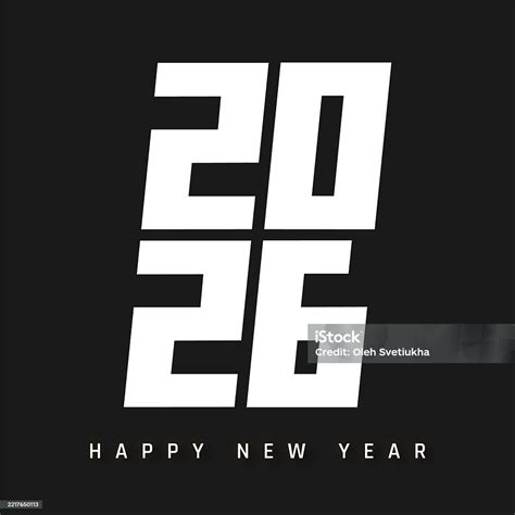 대담한 2026 새해 복 많이 받으세요 검은 배경에 현대적인 미니멀리스트 타이포그래피가 있는 그래픽입니다 인사말 카드나 포스터를 위한 미래적이고 스타일리시한 휴가 디자인