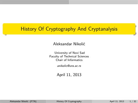 History Of Cryptography And Cryptanalysis Docslib
