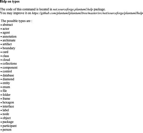 Programming For Beginners PlantUML Print All The Supported Types