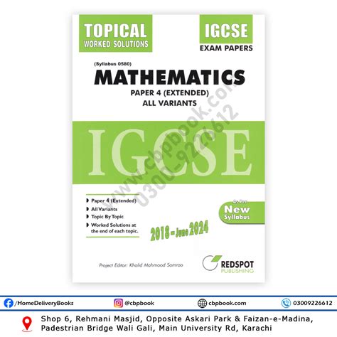 Igcse Mathematics 0580 P4 Extended Topical 2025 All Variants Redspot Cbpbook
