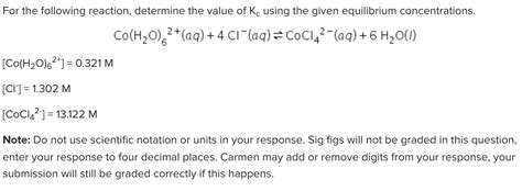 Solved For The Following Reaction Determine The Value Of Kc Chegg Com