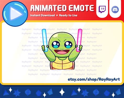 Twitch Emote Animated Cute Turtle Rave Light Sticks Glowsticks Emote