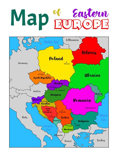 Eastern Europe Printable Map