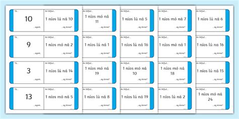 loop cards 1 more or less gaeilge teacher made twinkl