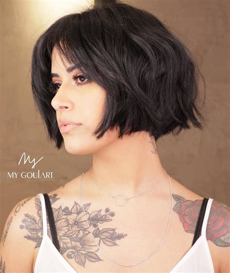 Jaw Length Choppy Black Bob Chin Length Haircuts Choppy Bob Haircuts