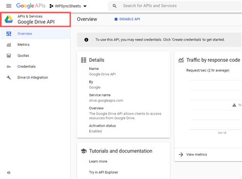 Google Sheets API Settings WPSyncSheets Documentations Website