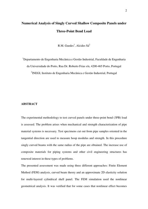 Pdf Numerical Analysis Of Singly Curved Shallow Composite Panels
