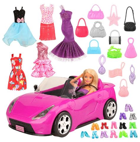 Barwa 바비 인형 호환 자동차 스포츠카 오픈카 세트 위시버킷