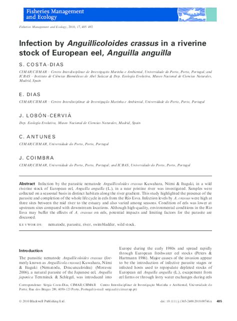 Pdf The Study Of European Eel Anguilla Anguilla In The Riverneretva