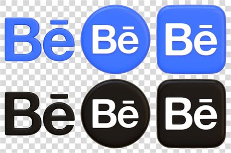 Premium Psd Behance Logos In Blue And Black Variants 3d Render Illustration