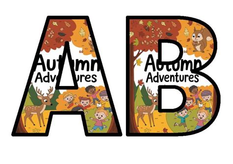 Autumn Adventures Class Lettering Set Instant Display Bulletin Board Title Font