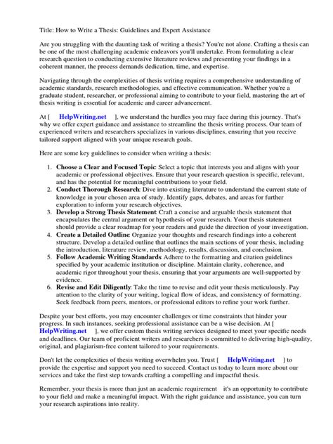 How To Write A Thesis Guidelines Pdf Thesis Essays