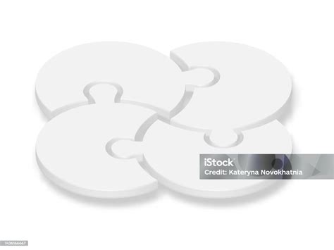그림자가있는 흰색의 3d 아이콘 퍼즐 흰색 배경에 네 조각의 꽃 퍼즐 웹 사이트 디자인 응용 프로그램 Ui 단색 Eps10 0명에 대한 스톡 벡터 아트 및 기타 이미지