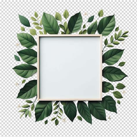 Premium Psd A White Square With A Green Leaf On It Is Framed In A Square