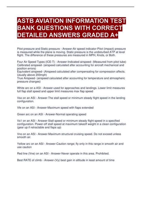 Astb Aviation Information Test Bank Questions With Correct Detailed Answers Graded A Astb